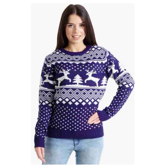 Alamo | Sweaters | New Alamo Purple Reindeer Christmas Holiday Sweater ...